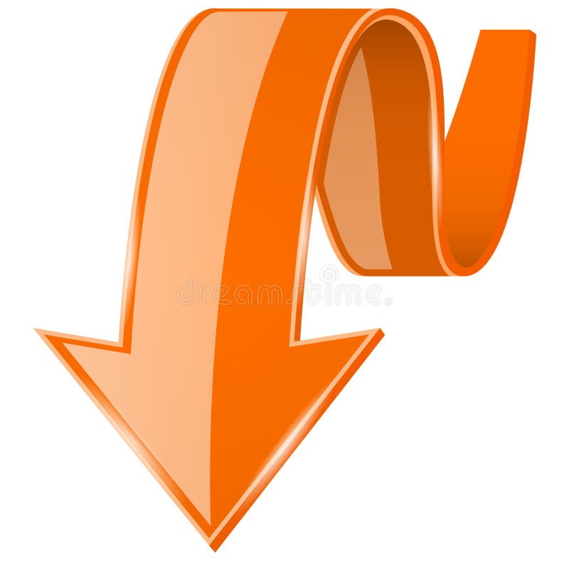 Orange DOWN Arrow Tags. 3d Shiny Icons Stock Vector - Illustration of ...