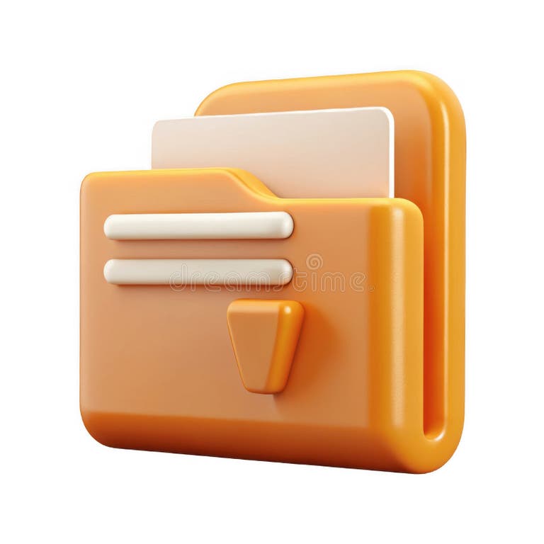 Orange 3D Folder Icon with Documents Inside File Management Symbol for ...