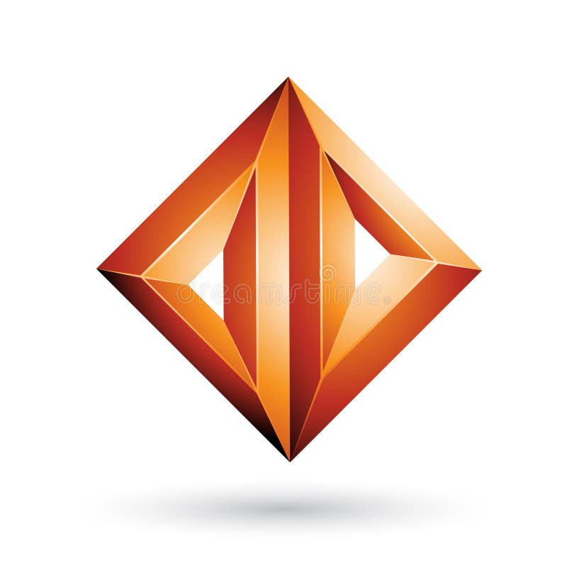 Orange 3d Geometrical Embossed Triangle Diamond Shape Isolated on a ...