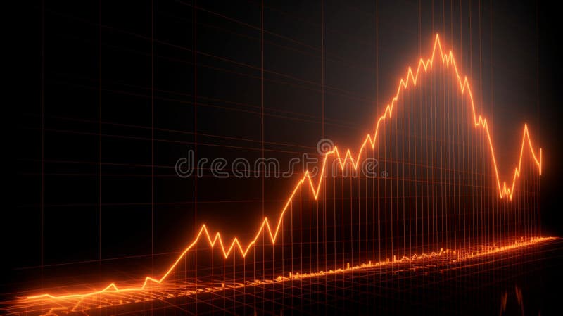Orange 3D Graph Chart Signifies a Moderate Level of Growth and ...