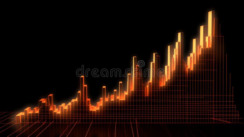 Orange 3D Graph Chart Signifies a Moderate Level of Growth and ...