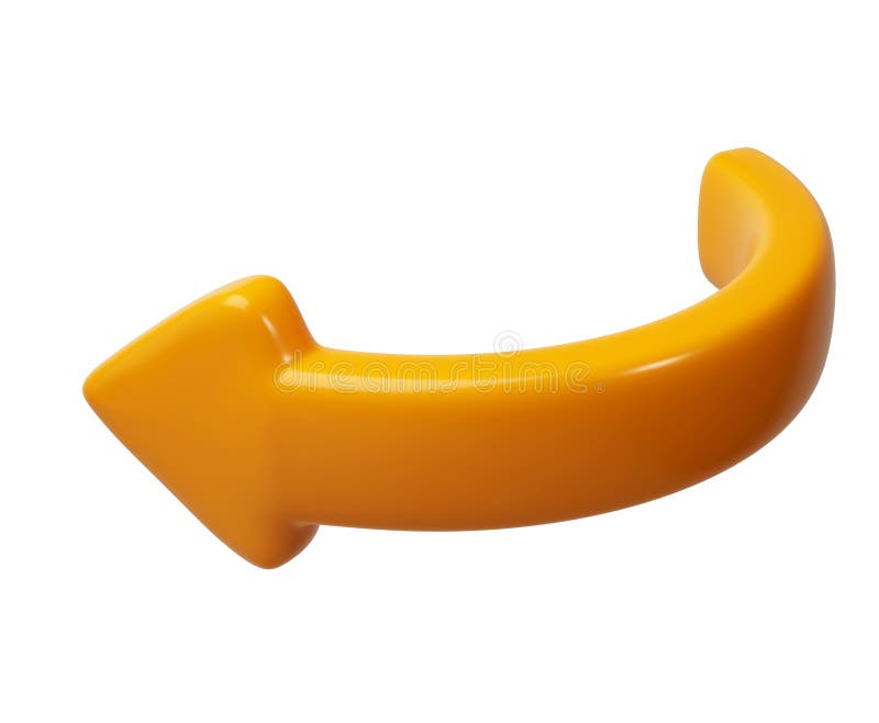 Orange 3d Half Circle Arrows Down Direction. Arrow Sign or Icon for Web ...