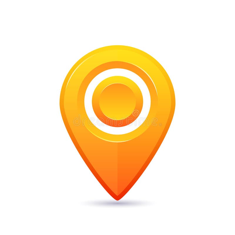 Orange 3D Location Pin with Shadow. Vector Illustration Isolated Stock ...