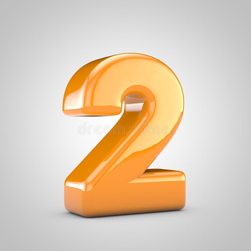 Orange 3d Number 2 Isolated on White Background Stock Illustration ...