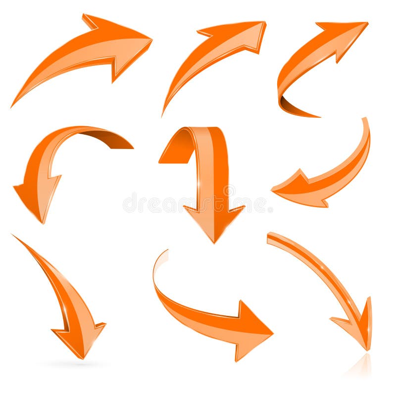 Set of Shiny 3D Arrows stock vector. Illustration of colorful - 16376878