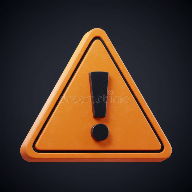 Orange 3D Triangle Warning Sign with Black Exclamation Mark Stock ...