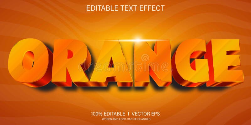 Orange 3d Vector Text Effect with Modern Style Design Stock Vector ...