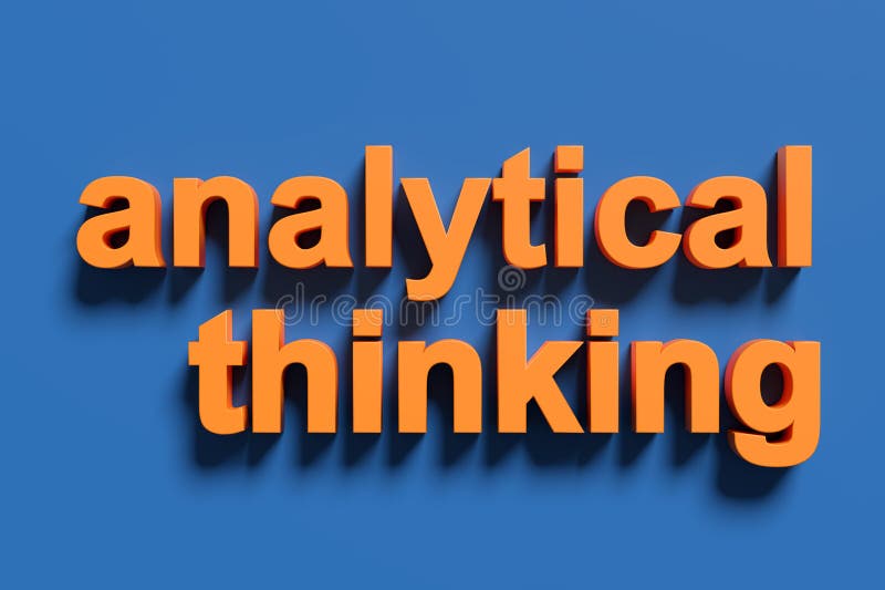 Orange 3d Words Showing Analytical Thinking on Blue Background Stock ...