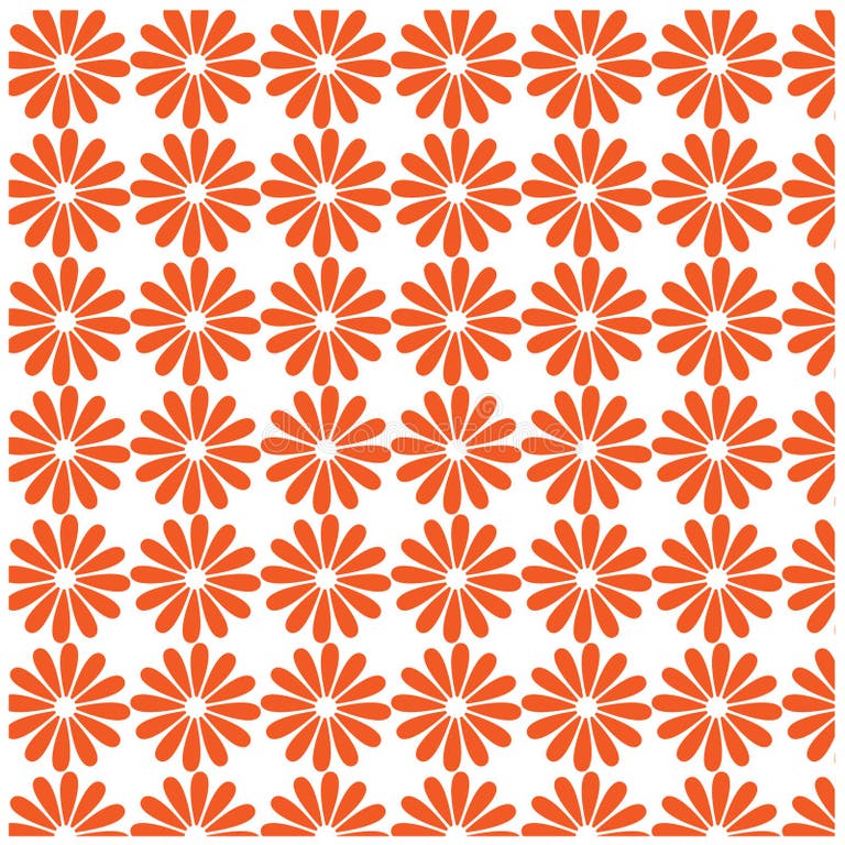 Orange Daisy Grid: Geometric Flower Pattern Repeat Stock Illustration ...