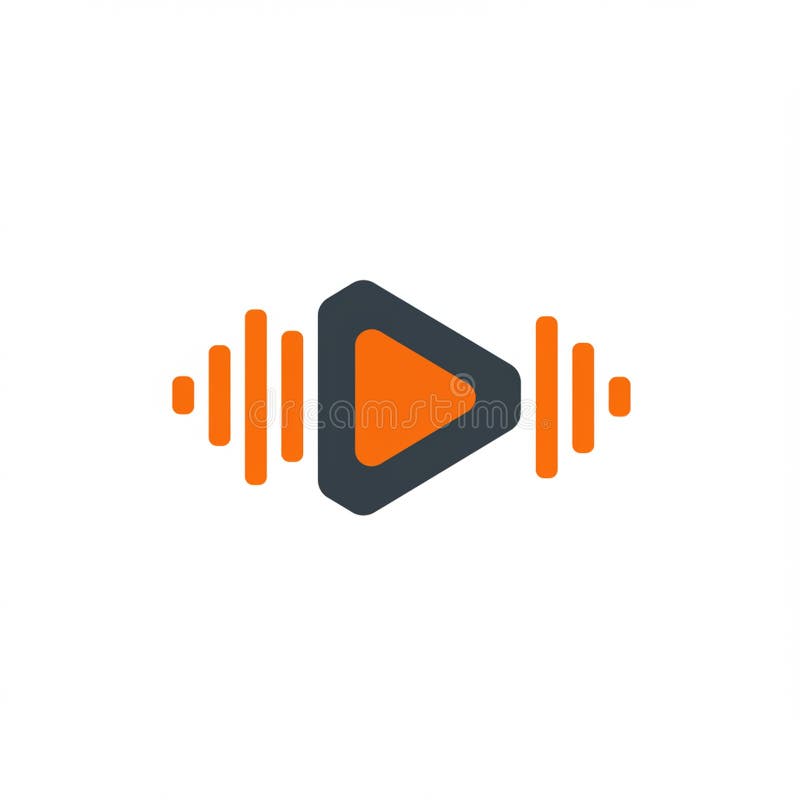 Orange and Dark Gray Stylized Play Button Icon Centered on a White ...