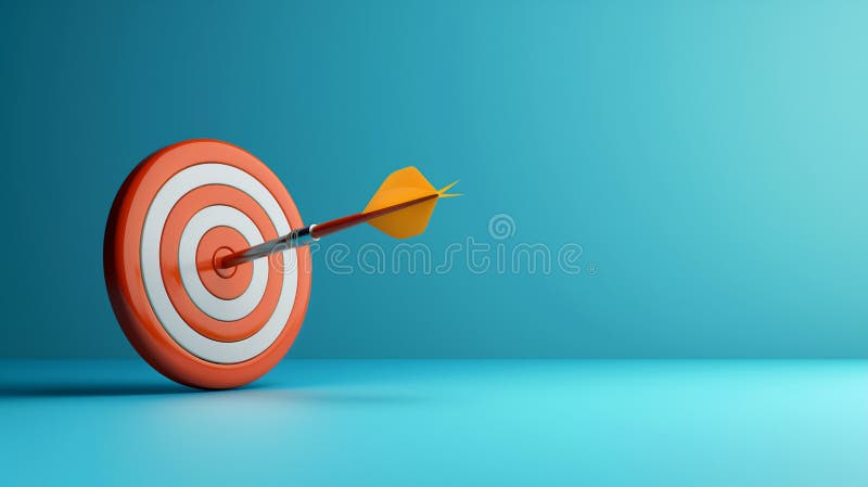 An Orange Dart Hits the Bullseye of a Red and White Target Against a ...