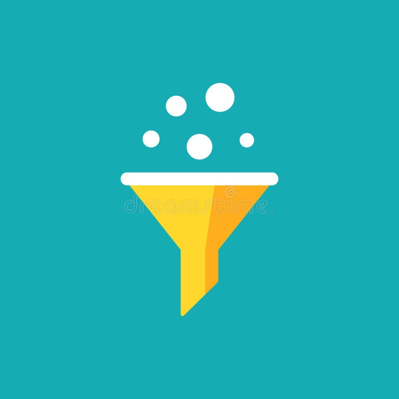 Orange Data Filter with Filtering Circles. Flat Data Funnel Icon ...