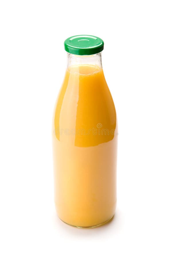 Les Bouteilles De Jus D'orange Sur Le Fond Blanc, Se Ferment Image ...