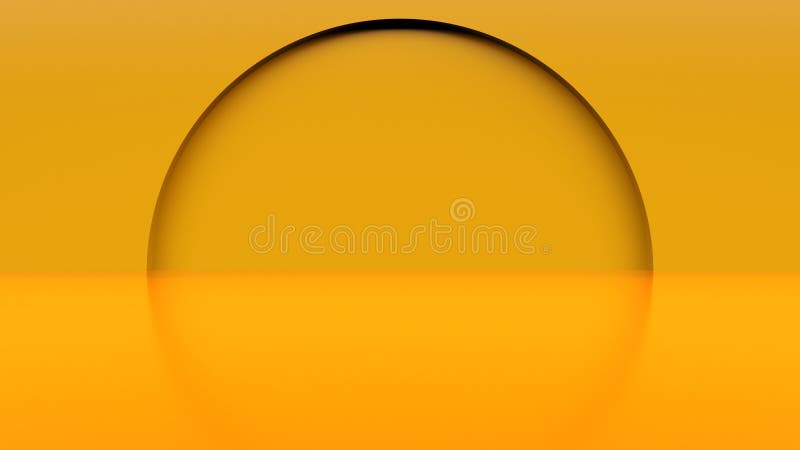 Orange Decoration. 3D Rendering of the Rising Sun or Sunset. Computer ...