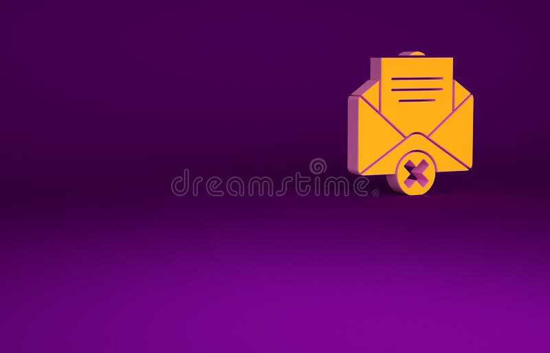 Orange Delete Envelope Icon Isolated on Purple Background. Delete or ...