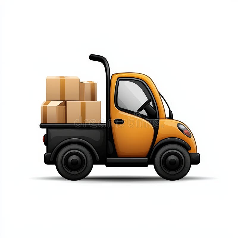 Orange Delivery Truck with Packages White Background Stock Illustration ...