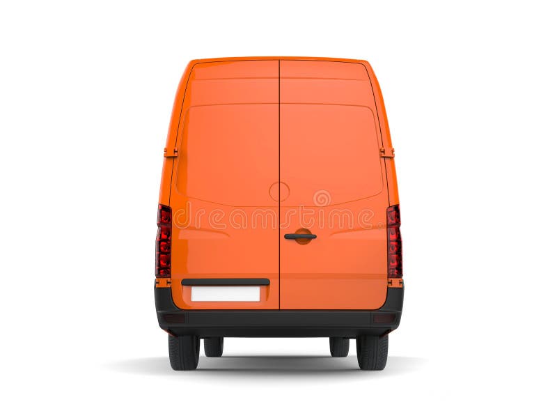 Orange Delivery Van - Back View Stock Illustration - Illustration of ...