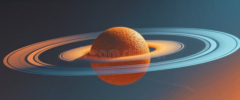 Orange Depicted As a Planet with Rings in Abstract Art. Stock Image ...