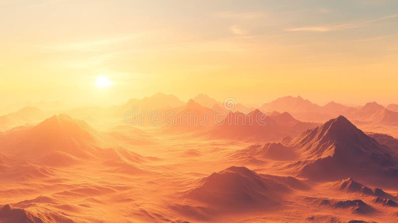 Orange Desert Sunset Mountain Landscape Stock Photo - Image of light ...