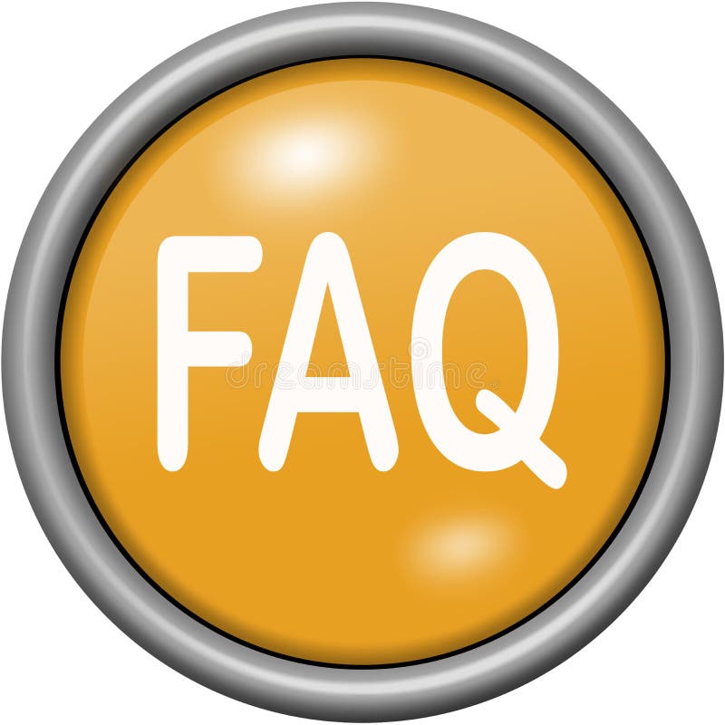 Orange Design FAQ in Round 3D Button Stock Illustration - Illustration ...