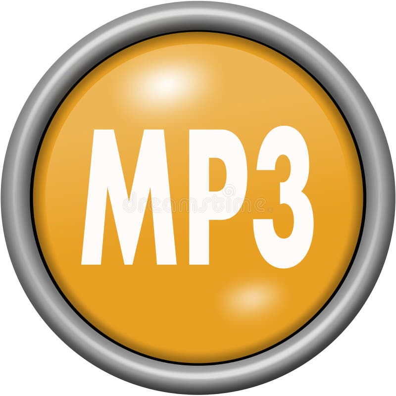 Orange Design MP3 in Round 3D Button Stock Illustration - Illustration ...