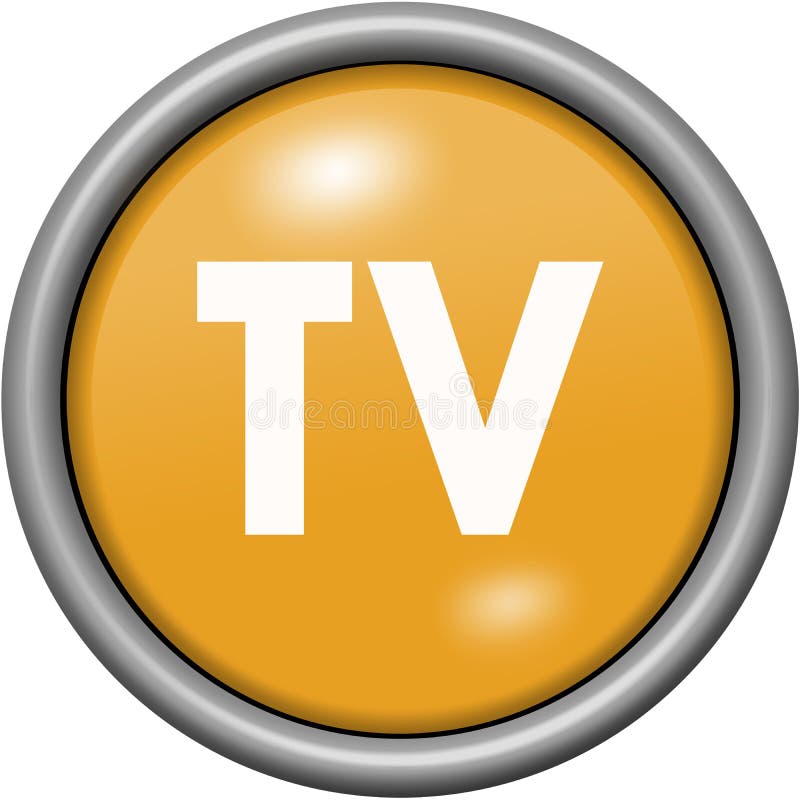 Orange Design TV in Round 3D Button Stock Illustration - Illustration ...