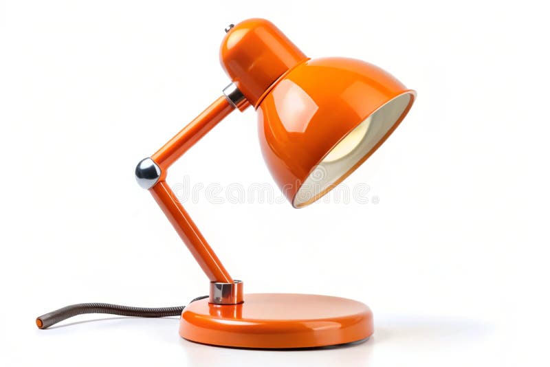 Orange Desk Lamp Isolated on White Background Stock Illustration ...