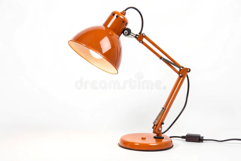 Orange Desk Lamp Isolated on White Background Stock Illustration ...