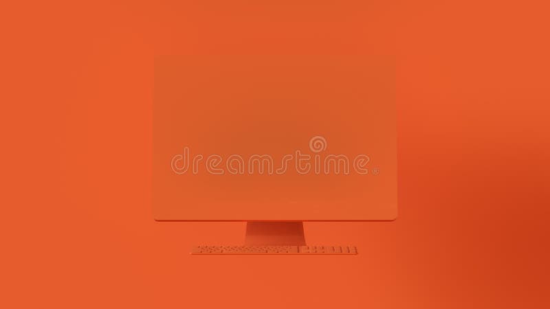 Orange Desktop Computer and Slim Keyboard Stock Illustration ...