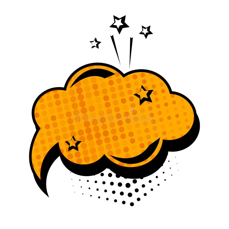 Orange Dialog Box, Banner Set. Colored Empty Cloud with Dots and Stars ...
