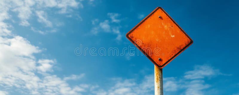 Orange Diamond Road Sign Against Blue Sky, Abstract Concept Stock Image ...