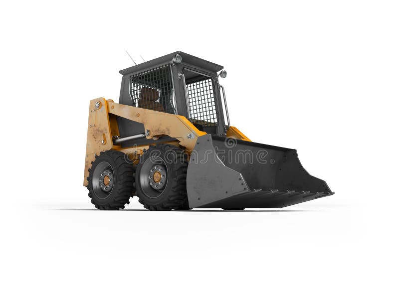 Orange Diesel Loader with Front Bucket 3d Render on White Background ...