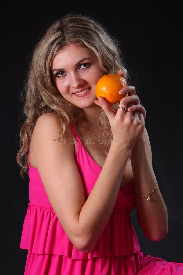 Orange diet stock image. Image of girl, holding, beautiful - 12775563