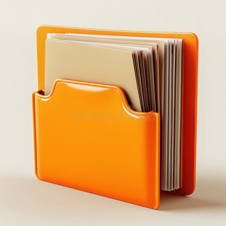 Orange Digital File Folder with Beige Documents AI-generated. Stock ...
