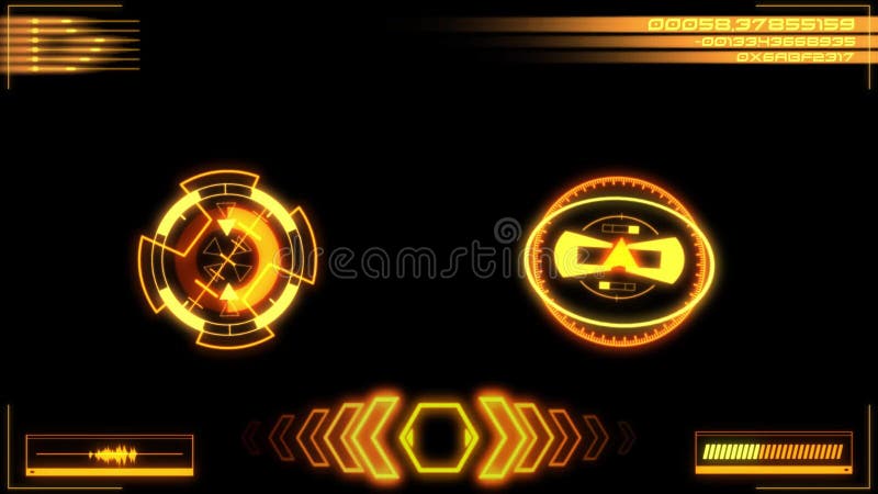 Orange Digital HUD Navigation Interface Display Stock Video - Video of ...