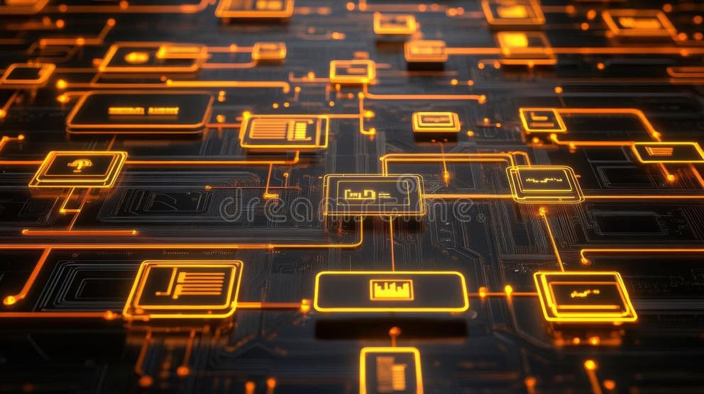 Orange Digital Network Data Flow Stock Image - Image of internet ...