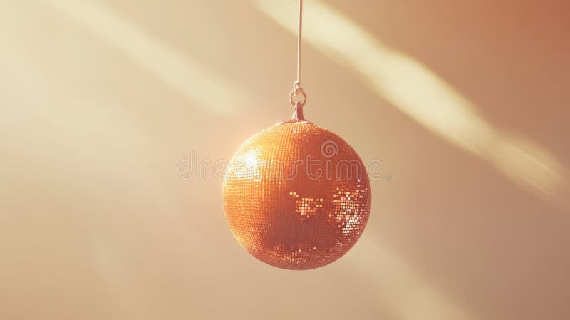 Orange Disco Ball Hanging in Soft Light with Sun Rays. Retro Party and ...