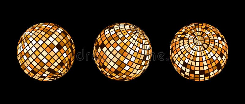 Orange Disco Ball Set. Collection of Wireframe Spheres in Different ...