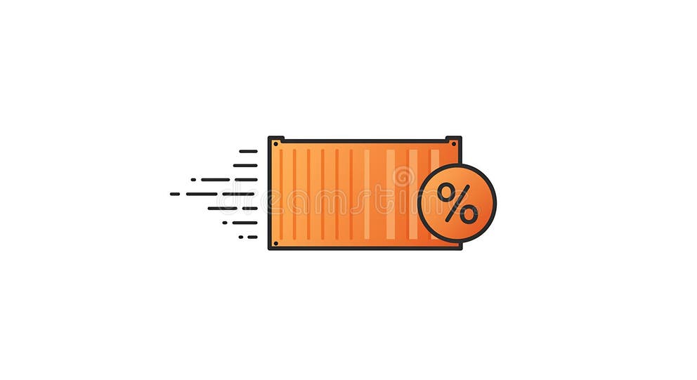 Orange Discount Tag, Rectangular-shaped with Vertical Stripe Pattern. a ...