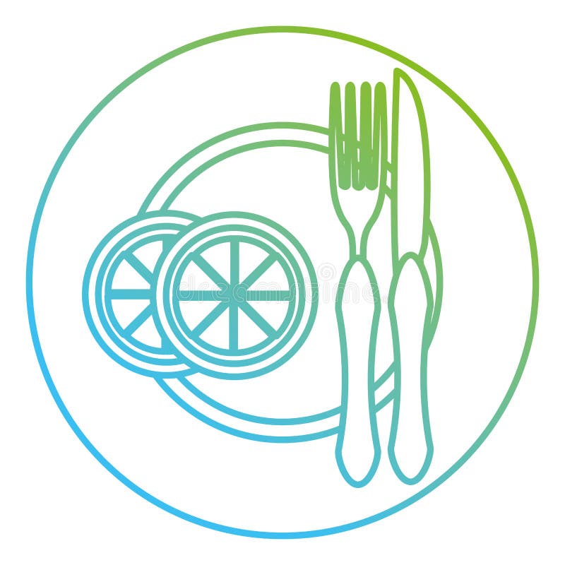 Orange in Dish with Fork and Knife Stock Vector - Illustration of ...