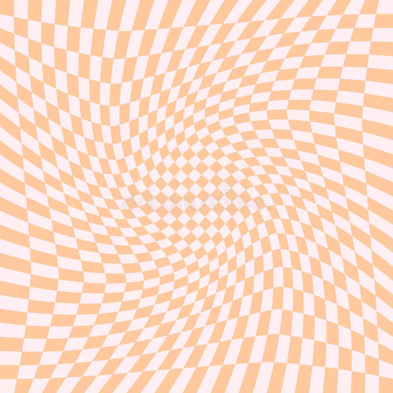 Orange Distorted Checkerboard Groovy Background. Stock Vector ...