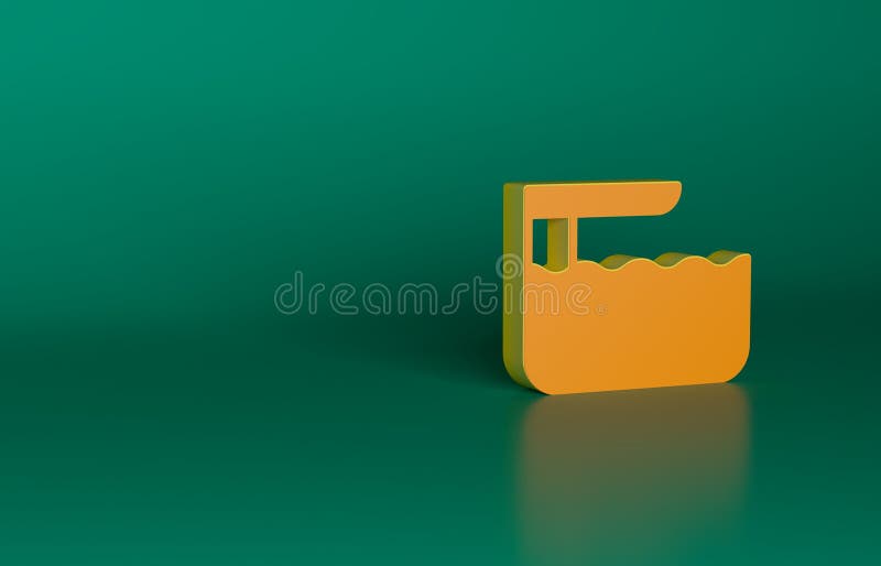 Orange Diving Board or Springboard Icon Isolated on Green Background ...