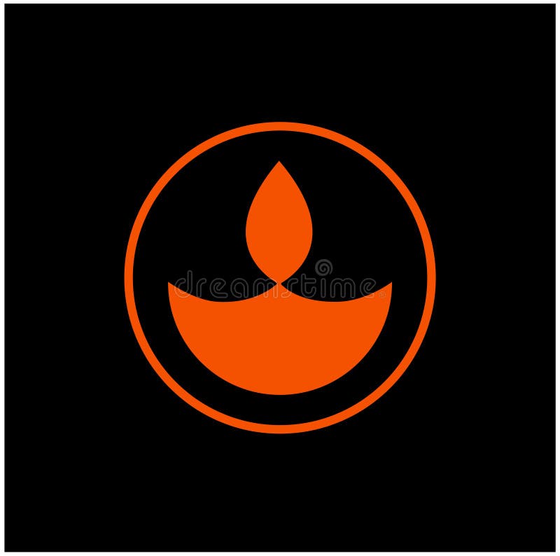 Orange Diya with Circle Icon. Diya Vector Icon Stock Vector ...