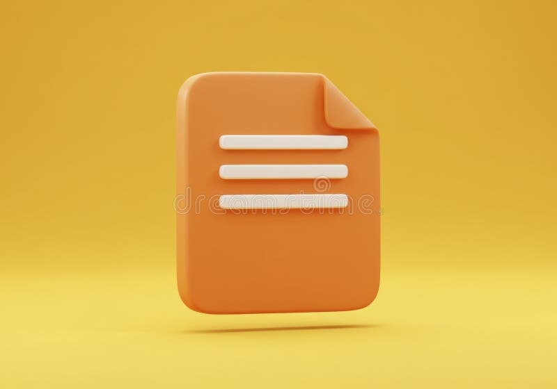 Orange Document with Three Lines Icon on Yellow Background Stock ...