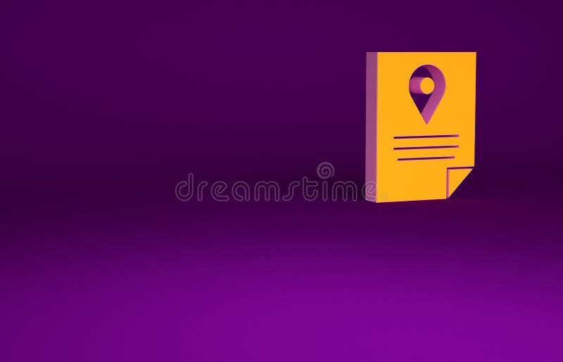 Orange Document Tracking Marker System Icon Isolated on Purple ...