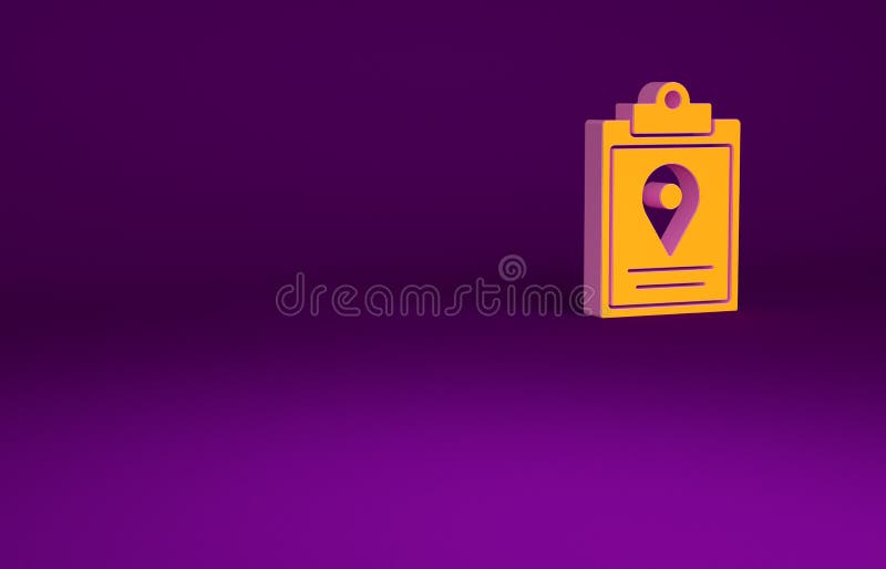 Orange Document Tracking Marker System Icon Isolated on Purple ...