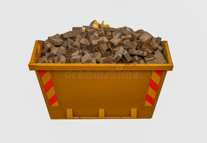 Orange Domestic Skip Full of Debris Stock Photo - Image of rubbish ...
