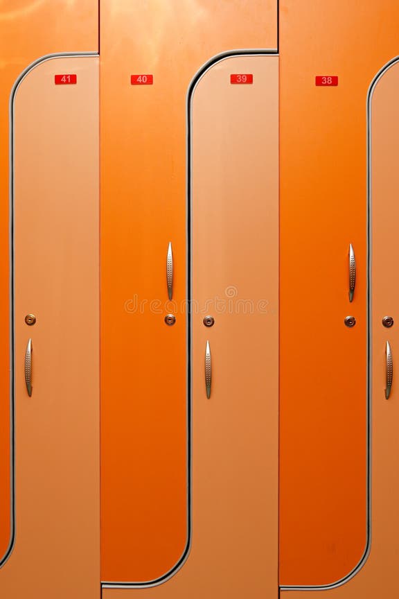 Orange doors lockers stock photo. Image of color, lock - 10569226