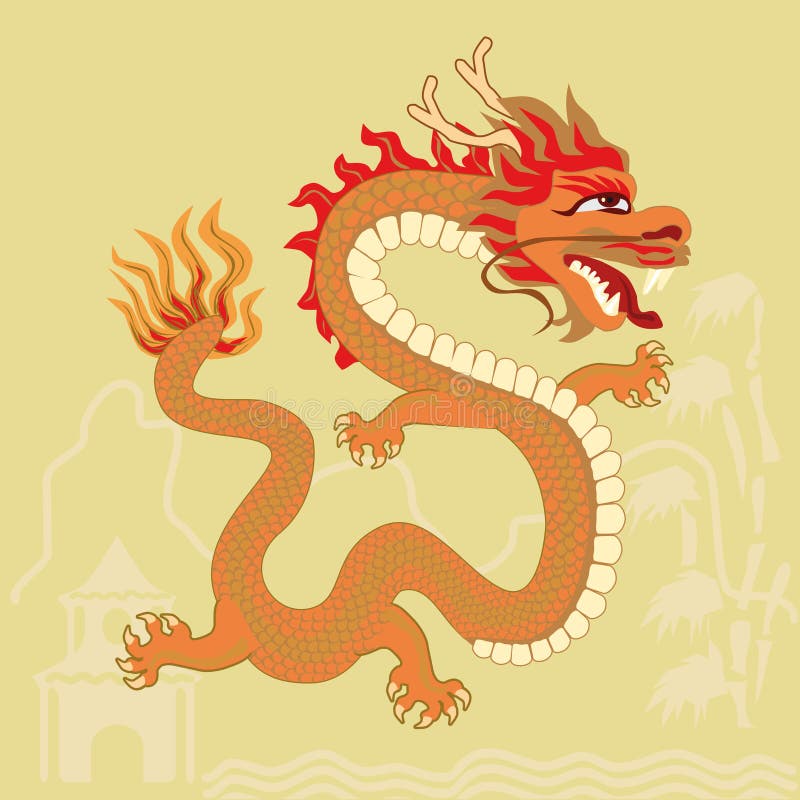 Orange dragon stock vector. Illustration of orient, eastern - 19084993