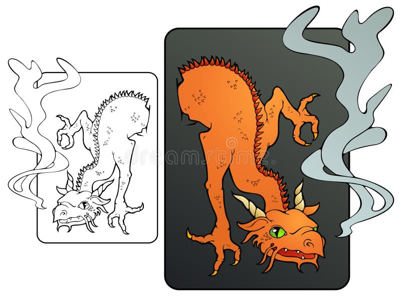 Orange Dragon Breathing Smoke Stock Vector - Illustration of creature ...